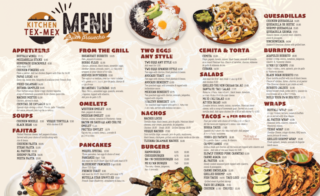Food Menu - Kitchen Tex-Mex Restaurant BYOB | Red Bank, NJ Monmouth County
